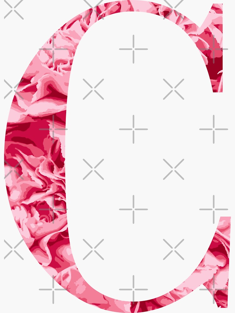Pegatina «Letra C - Flores rosa claro» de CiaraPrints | Redbubble