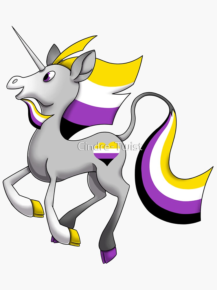 "Pride Unicorn (Non-Binary Flag)" Sticker for Sale by Cindre-Twist | Redbubble