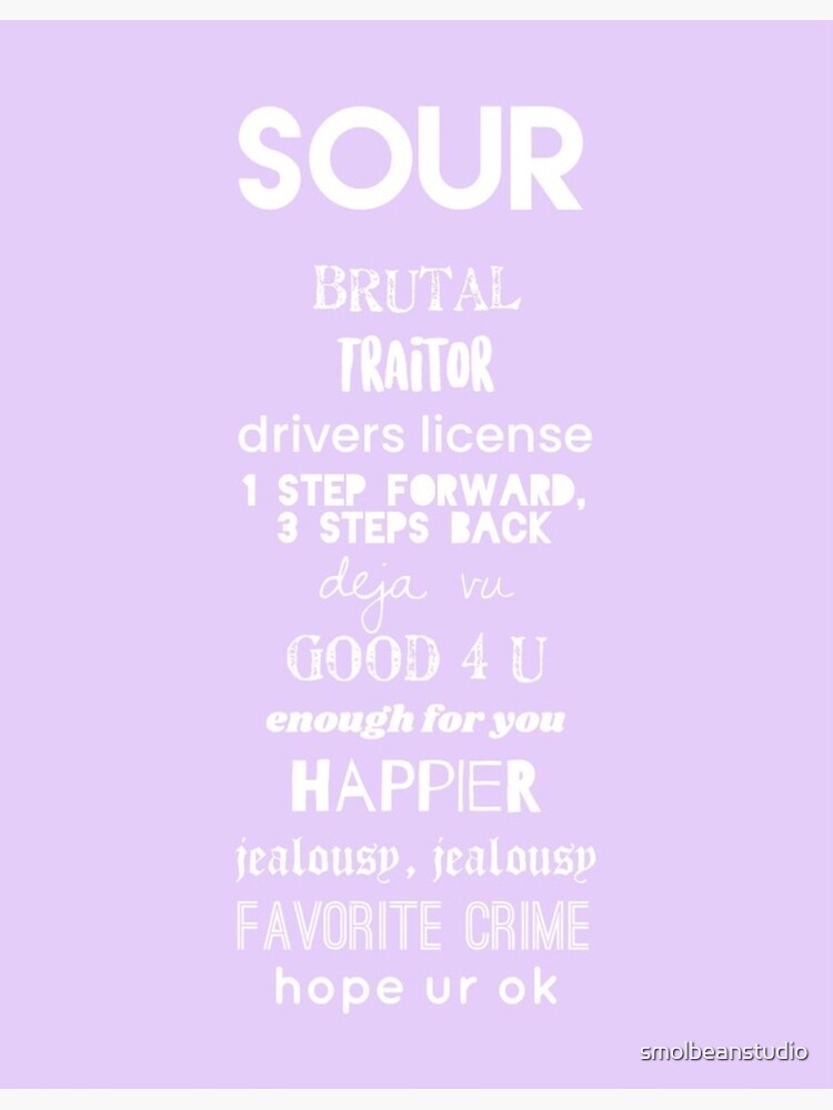 "sour tracklist" Poster for Sale by smolbeanstudio | Redbubble