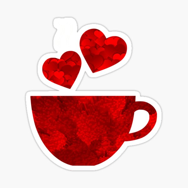 "Cute, red cup with hearts" Sticker for Sale by MadTeaDesign | Redbubble