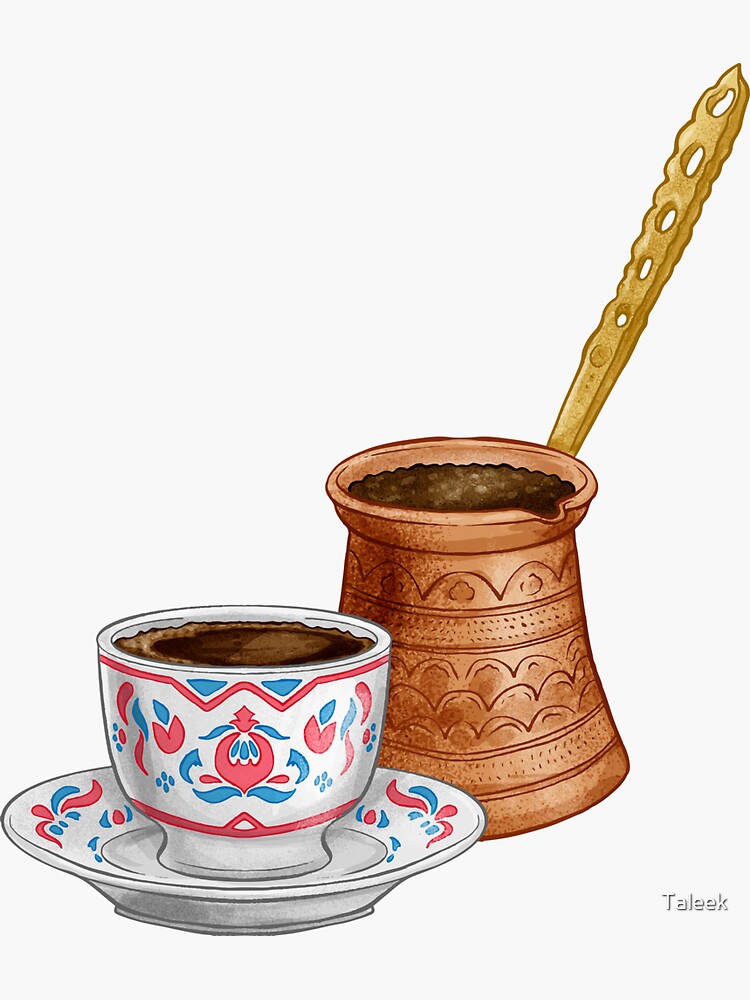"hand-drawn turkish coffee " Sticker for Sale by Taleek | Redbubble