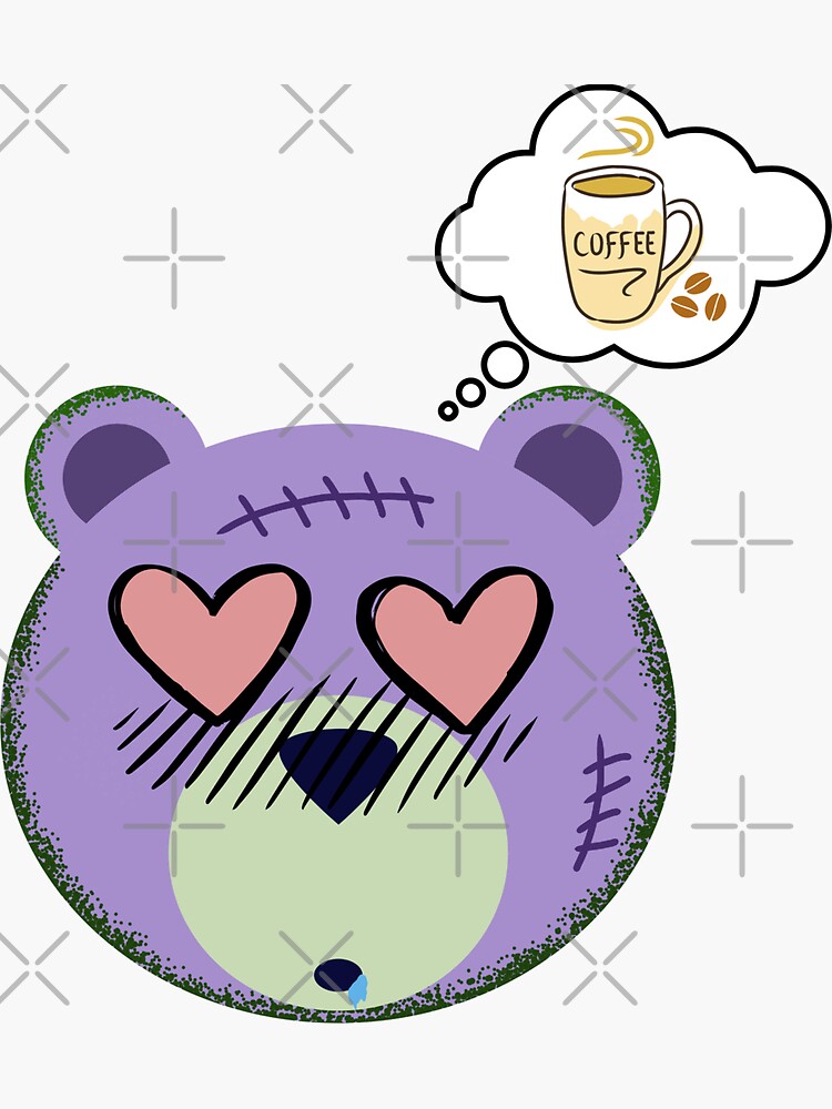 "Coffee Zombie Bear" Sticker by SYNTASTIC | Redbubble