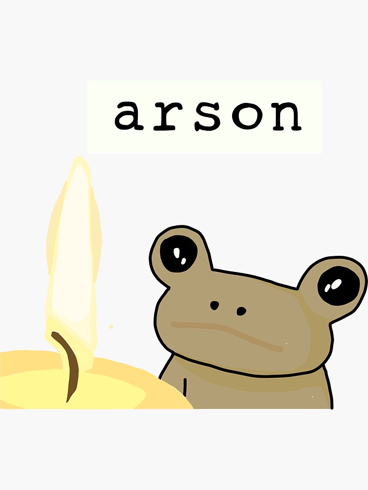 "Arson Frog Black Letters" Sticker for Sale by lovethehomies | Redbubble