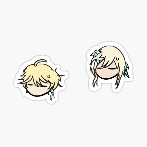 "Aether and Lumine Chibi Stickers [Genshin Impact]" Sticker for Sale by ...