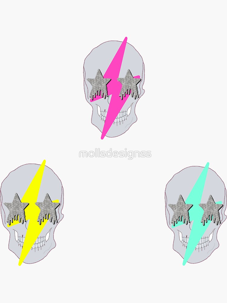 "lightning bolt skull sticker pack " Sticker for Sale by mollsdesignss ...