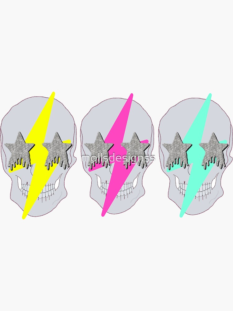 "three lightning bolt skull sticker pack " Sticker for Sale by ...