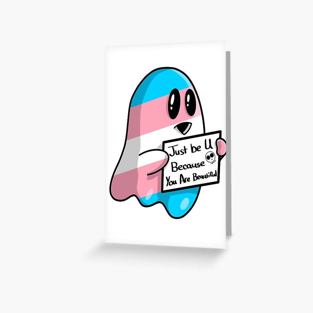 "Transgender Pride Flag Ghost" Greeting Card for Sale by Necropenguin ...