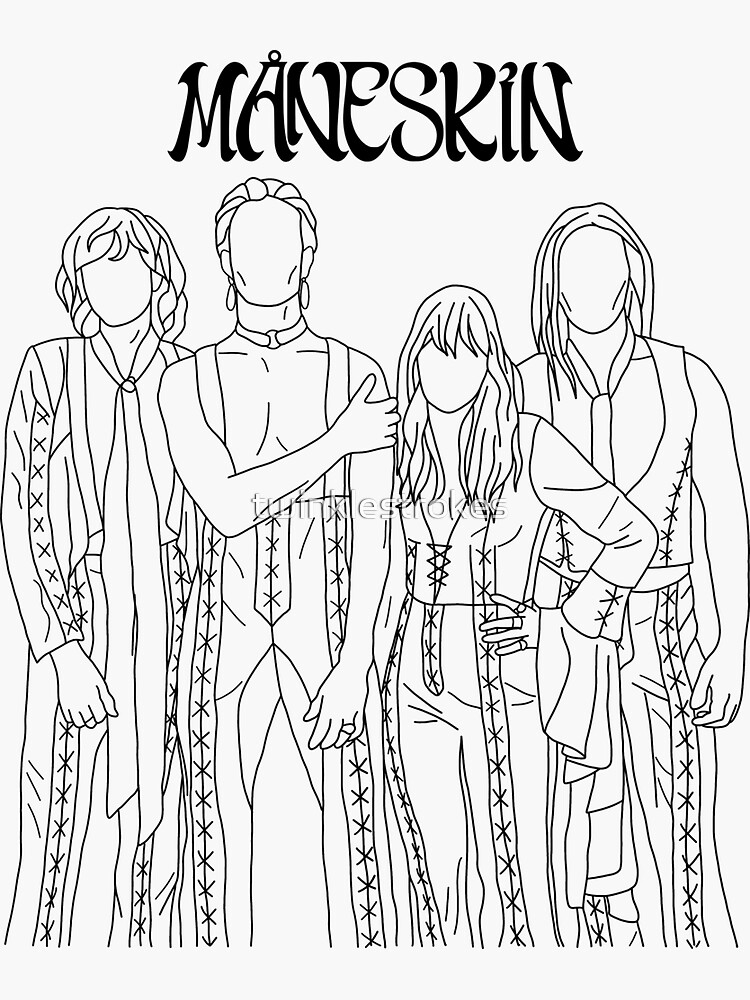 "Maneskin Line Art" Sticker by twinklestrokes | Redbubble