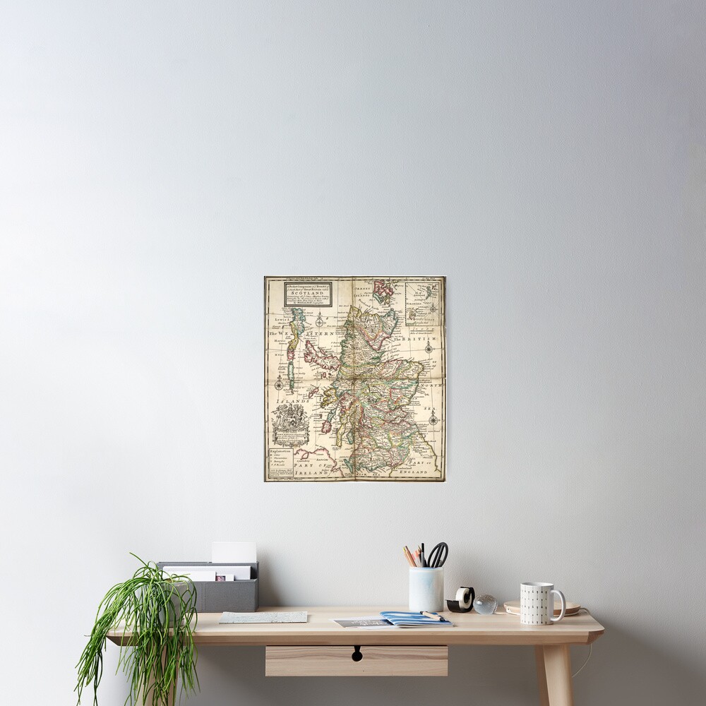 "Vintage Map of Scotland (1718)" Poster for Sale by BravuraMedia ...