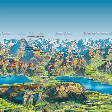 "" Switzerland: 2016/today Bernese Oberland - Interlaken panoramic map ...