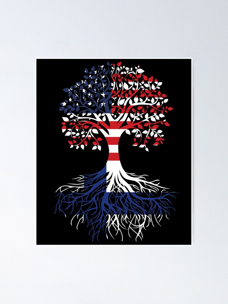"Finnish Roots American Grown Tree Finnish Flag Art Gifts" Poster for ...