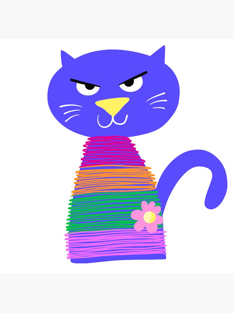 "a funny serious looking blue cat with yellow nose" Sticker for Sale by ...