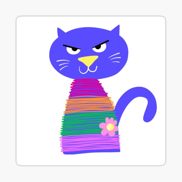 "a funny serious looking blue cat with yellow nose" Sticker for Sale by ...