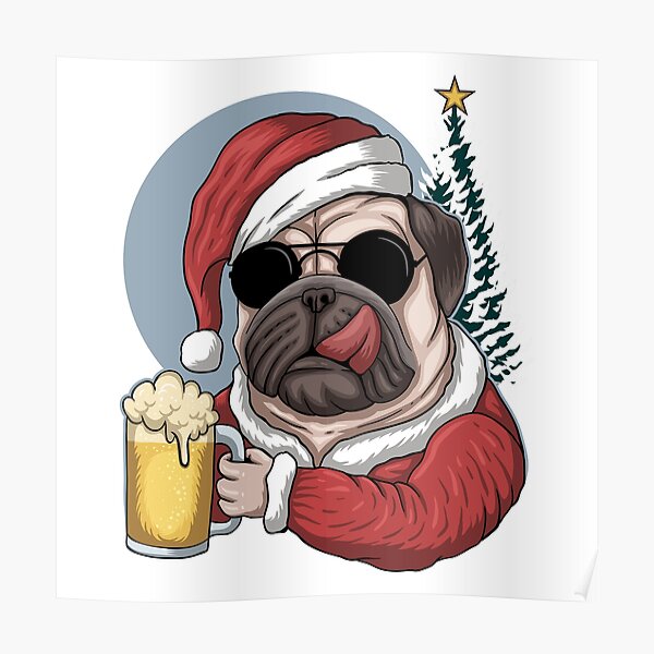 "Pug beer wearing" Poster by Dharsha | Redbubble