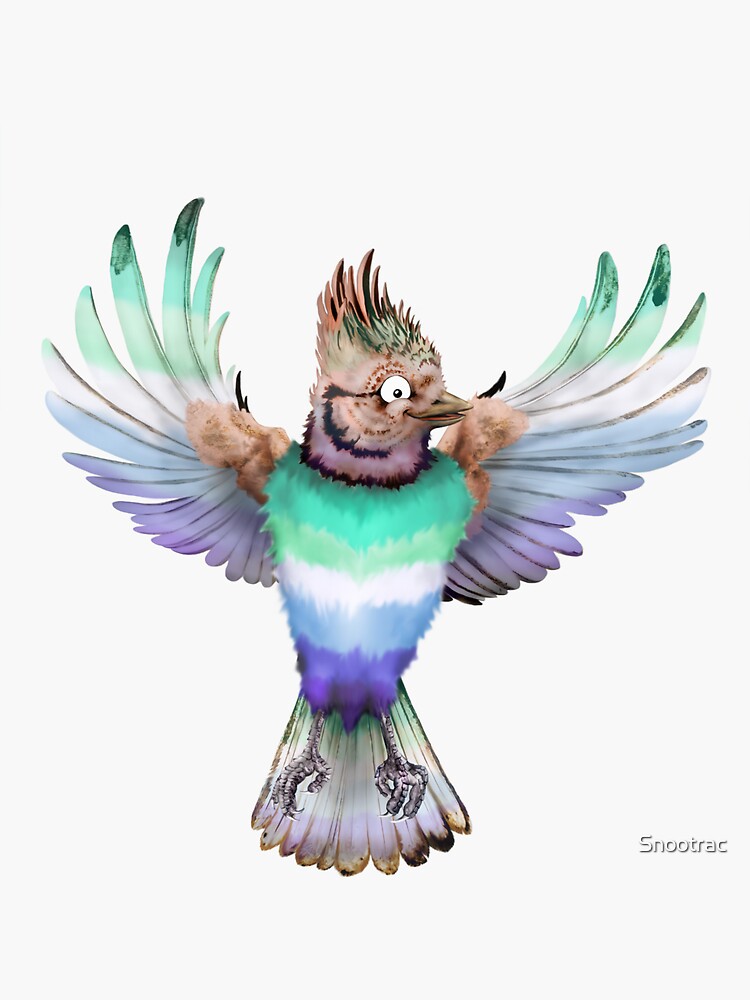 "^ Gay Men Pride Flag | Cartoon Bird " Sticker by Snootrac | Redbubble