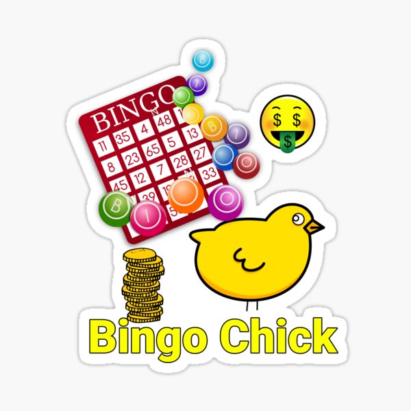 "Bingo Chick Bingo Card Baby Chicken Design" Sticker for Sale by Angela ...