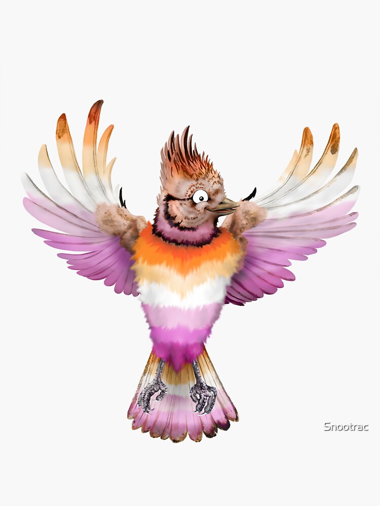 "^ Lesbian Pride Flag | Cartoon Bird " Sticker for Sale by Snootrac ...