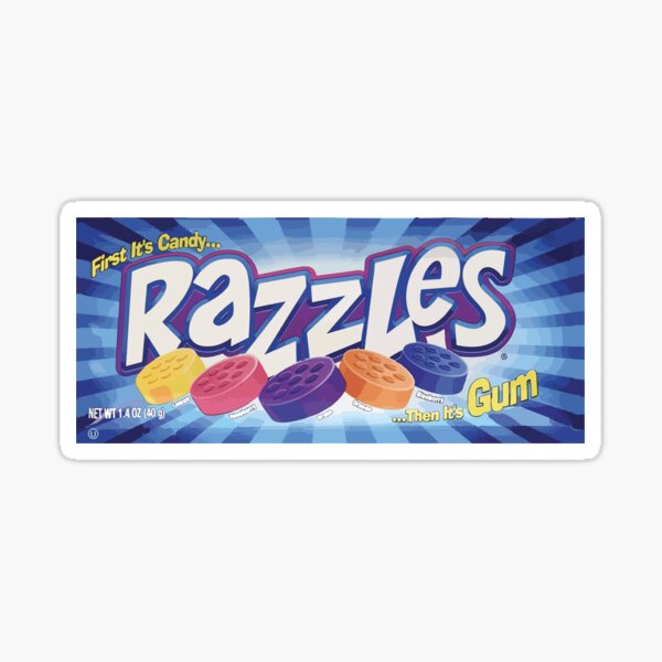 "Razzles Candy from 13 Going On 30" Sticker for Sale by naddyicecreates ...