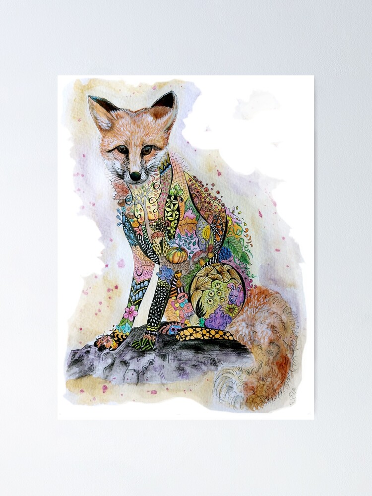"Fox Doodle Art" Poster for Sale by MarijaMary | Redbubble