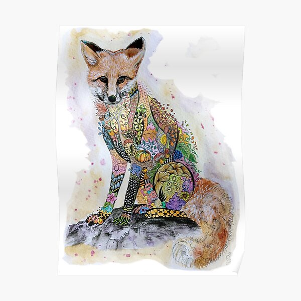 "Fox Doodle Art" Poster for Sale by MarijaMary | Redbubble