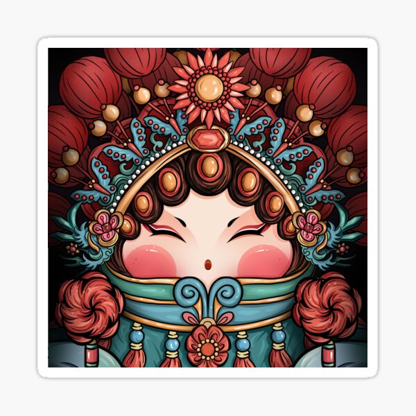 "cute chinese opera" Sticker for Sale by gifterystore | Redbubble