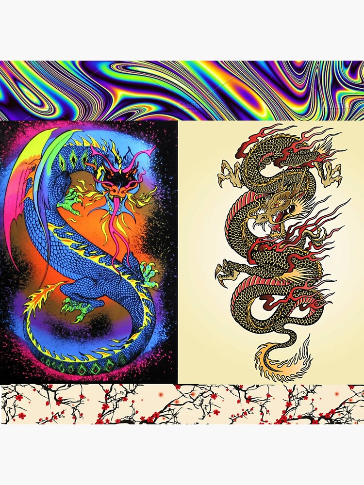 "Japan-trippy-shirt-dragon" Sticker for Sale by MalleWhalle | Redbubble