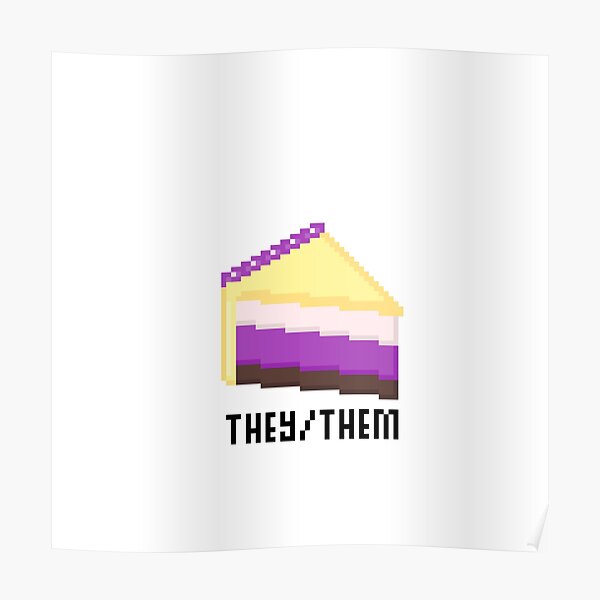 "Pixel Non-Binary Cake | They/Them, Flag" Poster by fr3yr | Redbubble