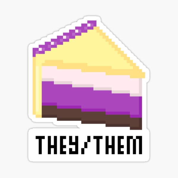 "Pixel Non-Binary Cake | They/Them, Flag" Sticker by fr3yr | Redbubble