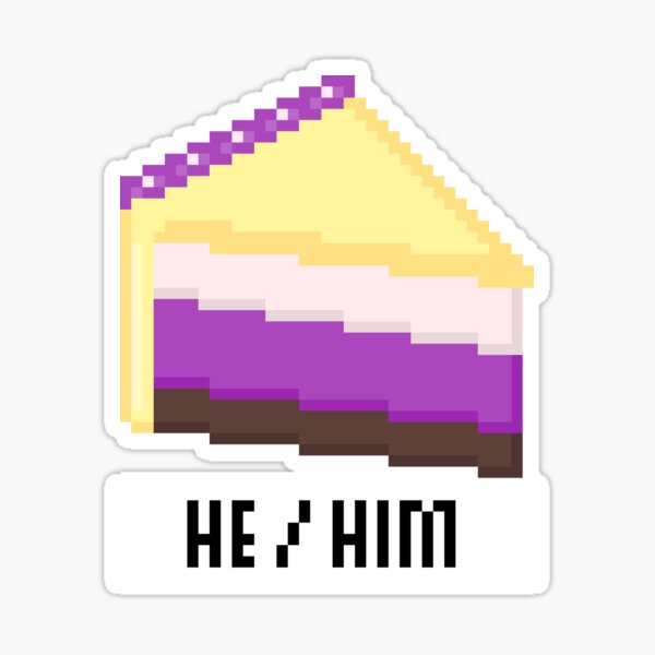 "Pixel Non-Binary He/Him Cake" Sticker for Sale by fr3yr | Redbubble