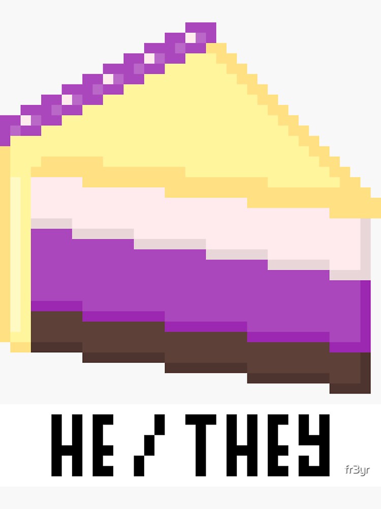 "Pixel Non-Binary He/They Cake" Sticker for Sale by fr3yr | Redbubble