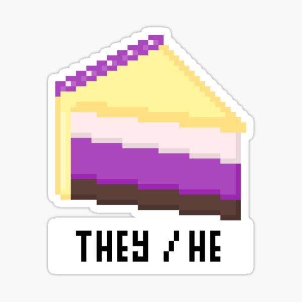 "Pixel Non-Binary They/He Cake" Sticker for Sale by fr3yr | Redbubble