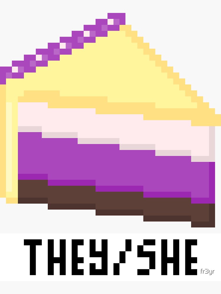 "Pixel Non-Binary They/She Cake" Sticker by fr3yr | Redbubble