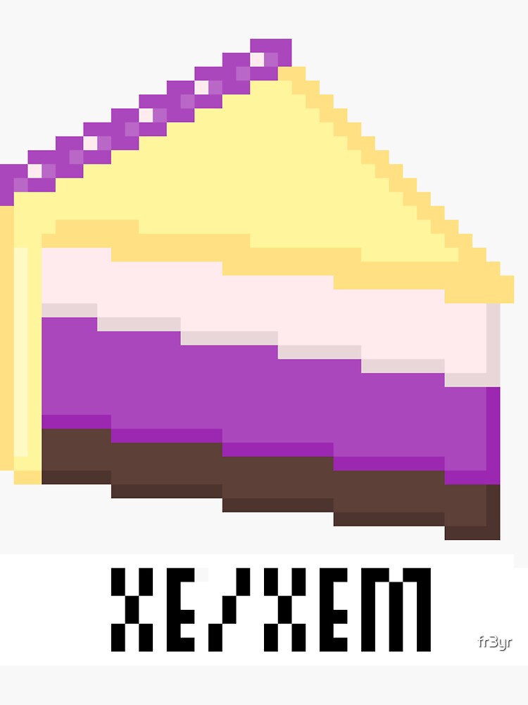 "Pixel Non-Binary Xe/Xem Cake" Sticker by fr3yr | Redbubble