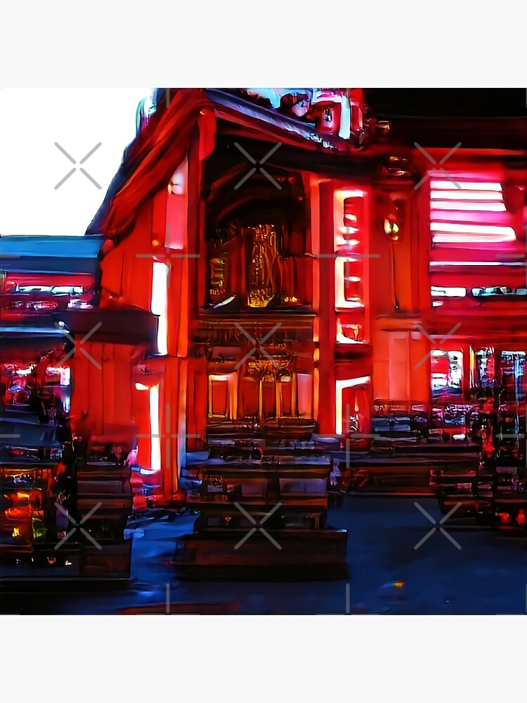 "Japanese Temple in Neon" Poster for Sale by NeuralAvocado | Redbubble