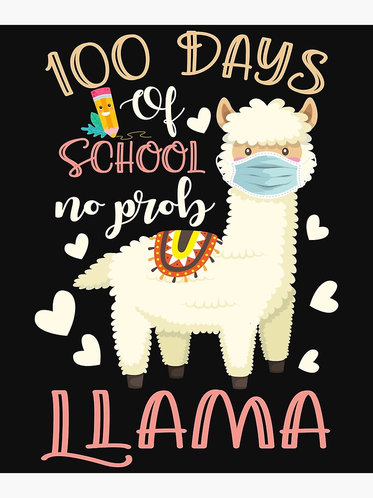 "Happy 100 Day School Llama Probllama Distance Virtual Learning" Poster ...