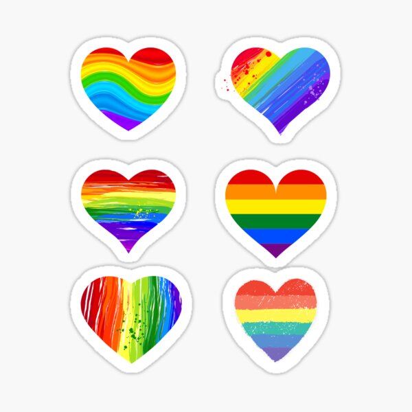 "rainbow hearts sticker pack" Sticker by Bizarro23 | Redbubble