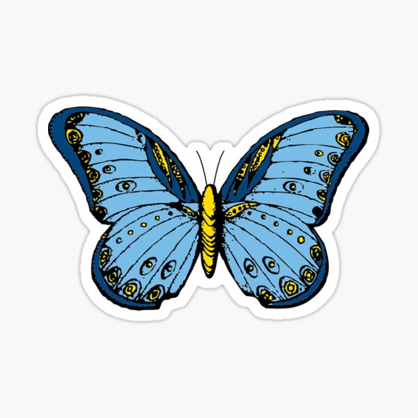 "Blue and yellow butterfly sticker" Sticker for Sale by Moneyfest ...