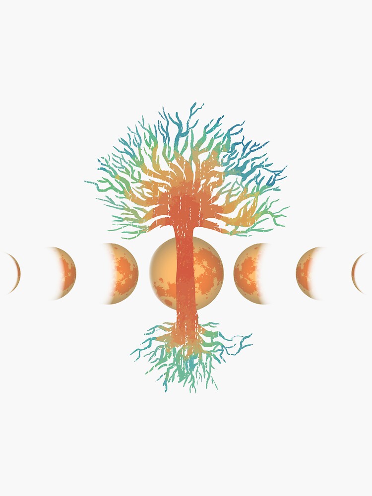 "Moon Phases Tree of Life, Moon's Life Cycle" Sticker for Sale by ...