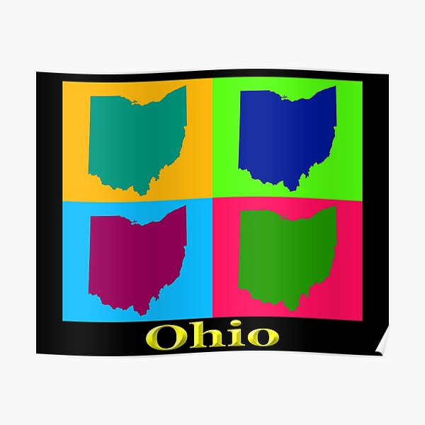 "Colorful Ohio State Pop Art Map" Poster by KWJphotoart | Redbubble