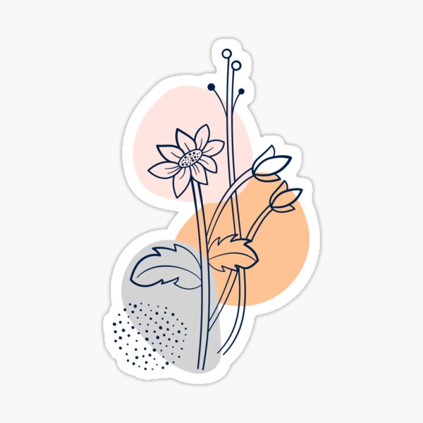 "Abstract Line Art Flowers" Sticker for Sale by YaliliArt | Redbubble
