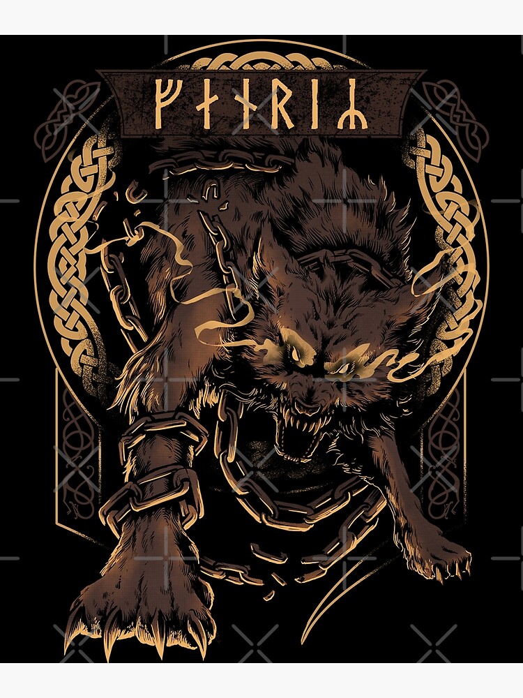 Poster « Fenrir Wolf Norse Futhark Runes Viking Mythology Ragnarok ...