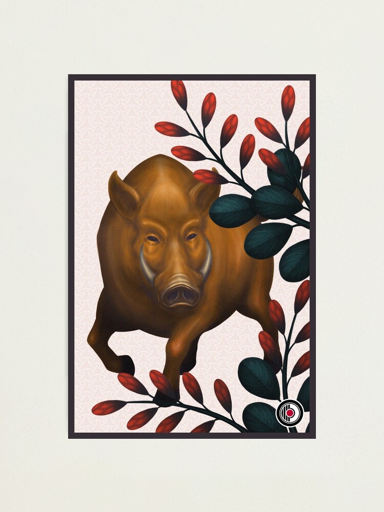 "Hanafuda Boar Bush Clover" Photographic Print by MrRamenBox | Redbubble