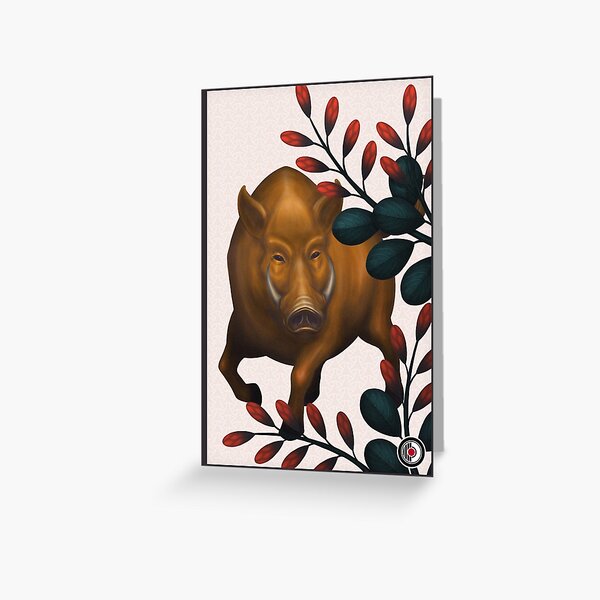 "Hanafuda Boar Bush Clover" Greeting Card for Sale by MrRamenBox ...