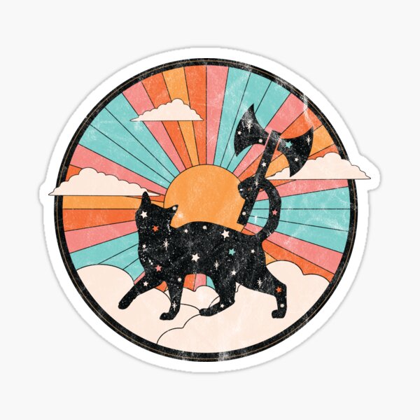 "Starry Retro Rainbow Lesbian Labrys Cat " Sticker for Sale by ...