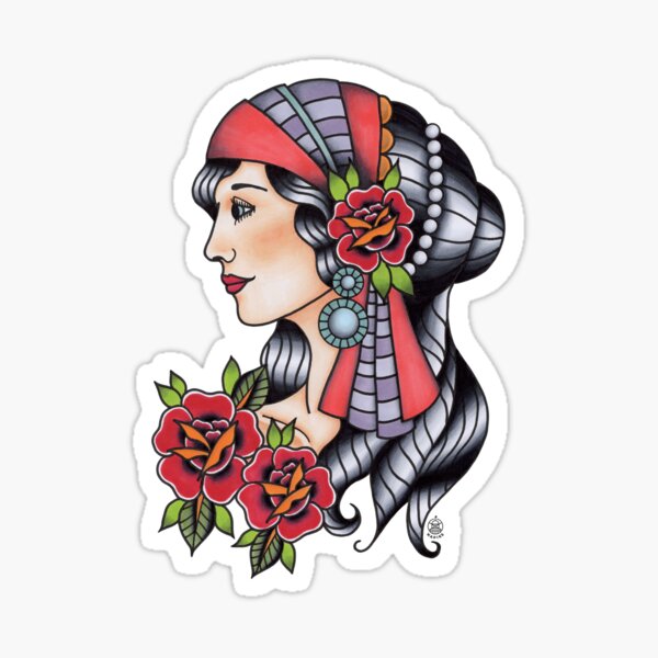 "Gypsy Girl Tattoo" Sticker for Sale by napiks | Redbubble