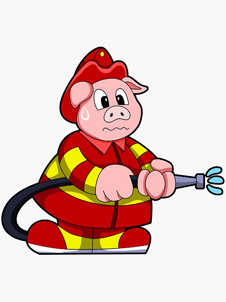 "Pig as Firefighter with Fire extinguisher " Sticker for Sale by ...