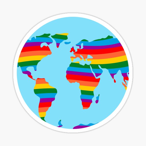 "Vintage LGBTQ Community World Map Illustration " Sticker by garniturex ...