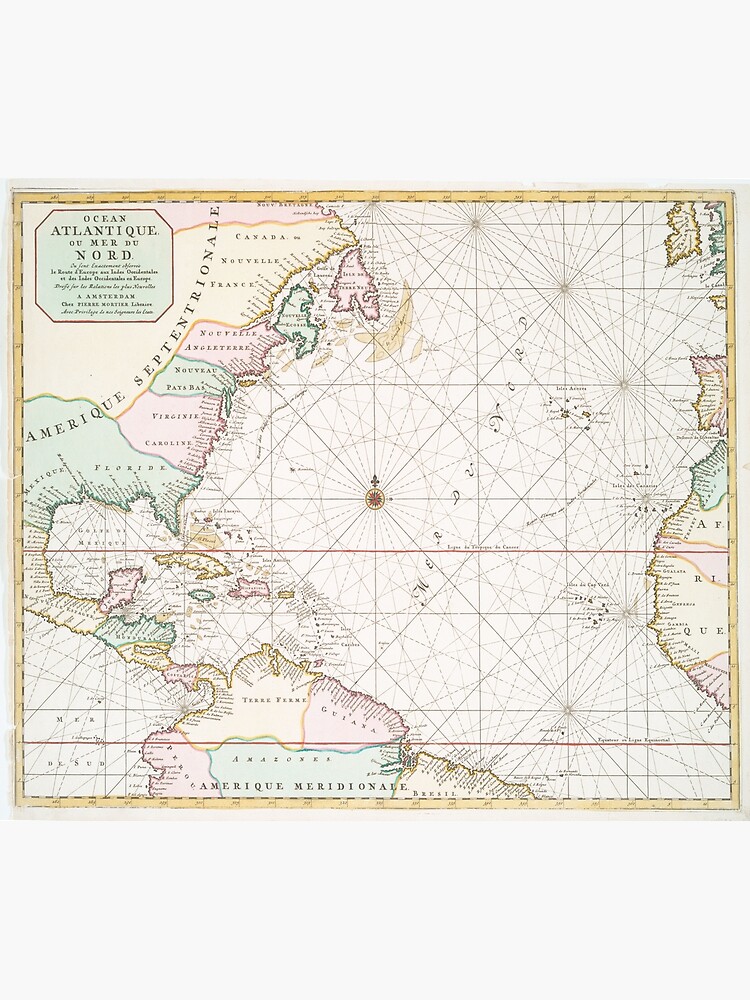 "Vintage Atlantic Ocean & North America Map (1700s)" Poster for Sale by ...