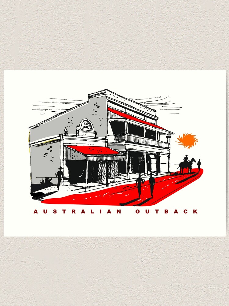 "Dramatic Aussie outback old town sketch by artist Al Benge" Art Print ...