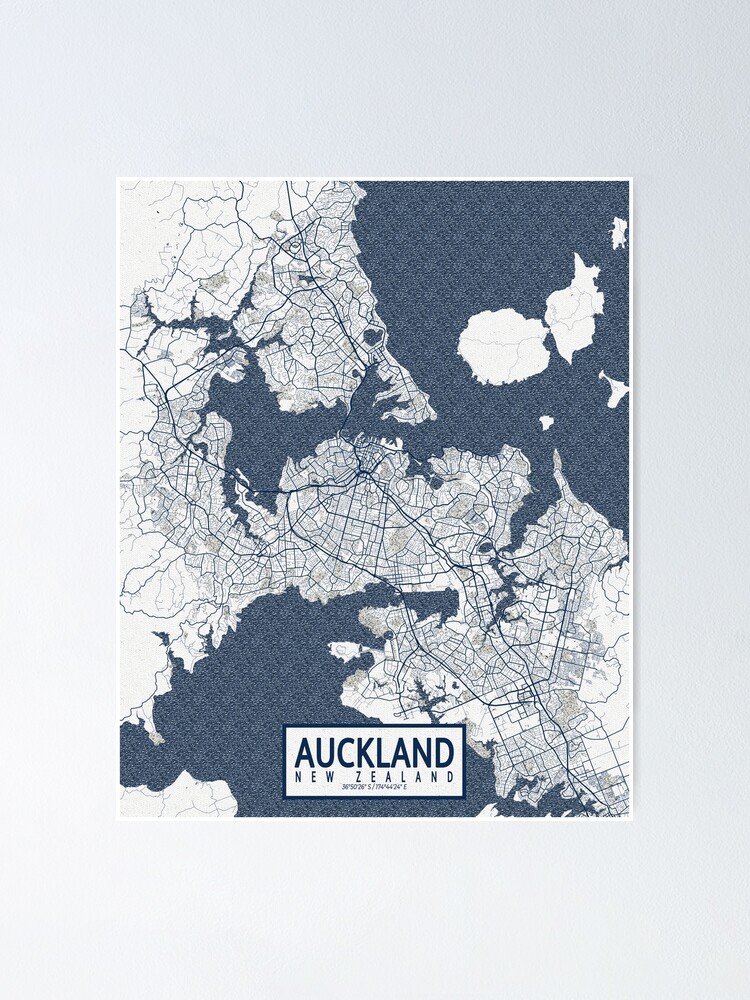 "Auckland City Map of New Zealand - Coastal" Poster for Sale by deMAP ...